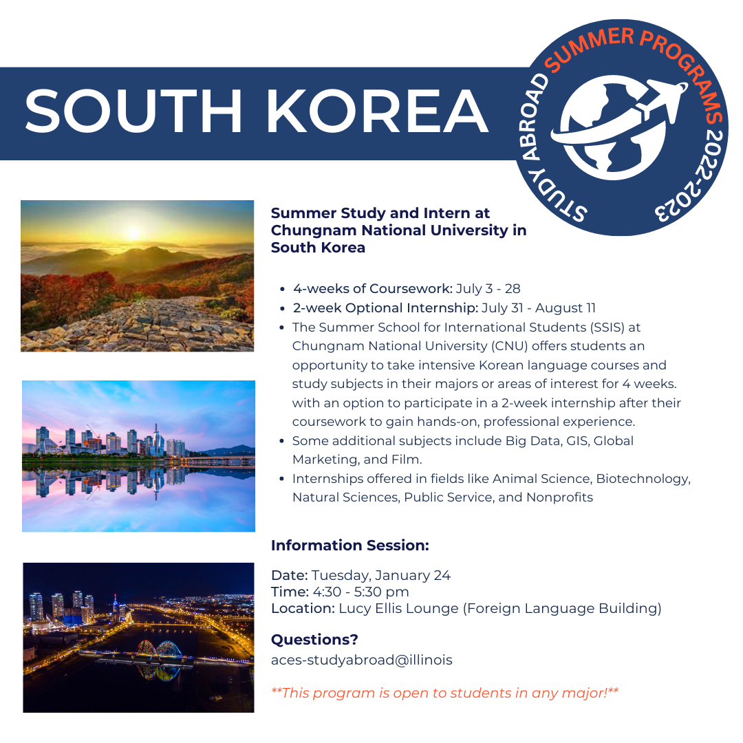 Information Session for New Summer Study Abroad Program in South Korea | Department of East ...
